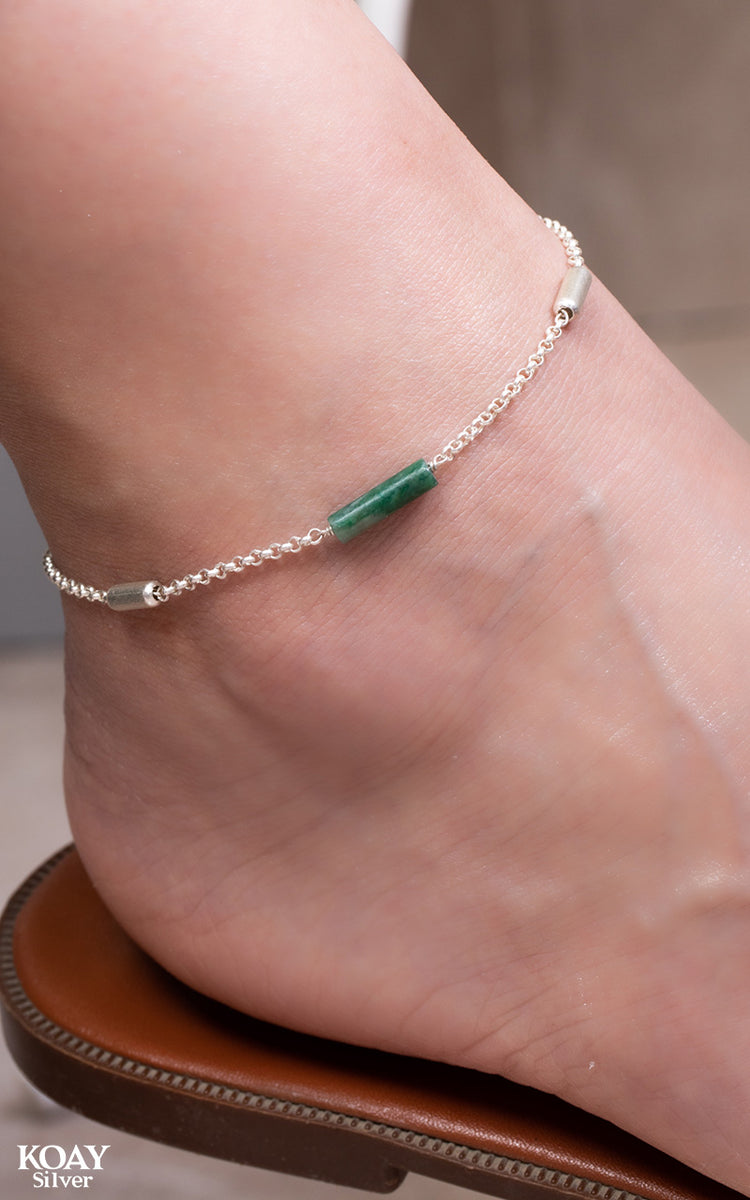 One Green Stone Anklet – KOAY Silver Store