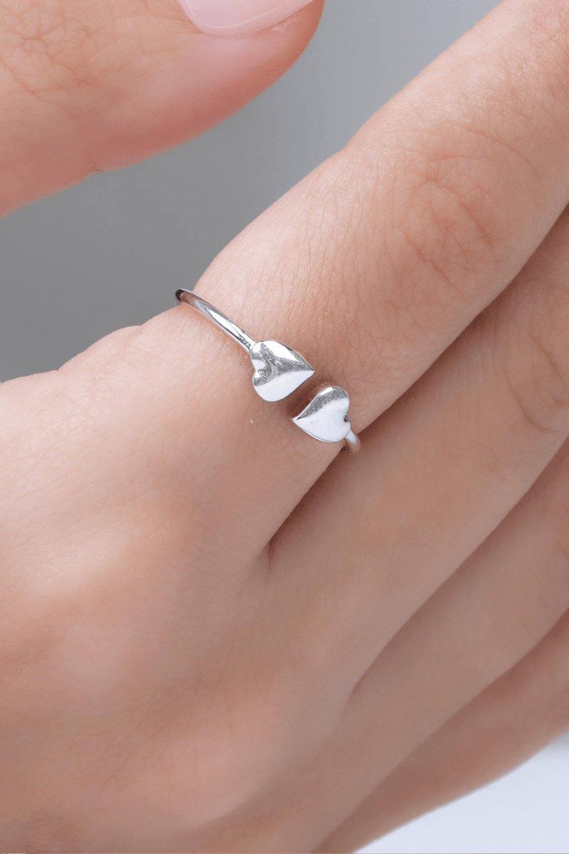 Plain Double Heart Ring – KOAY Silver Store