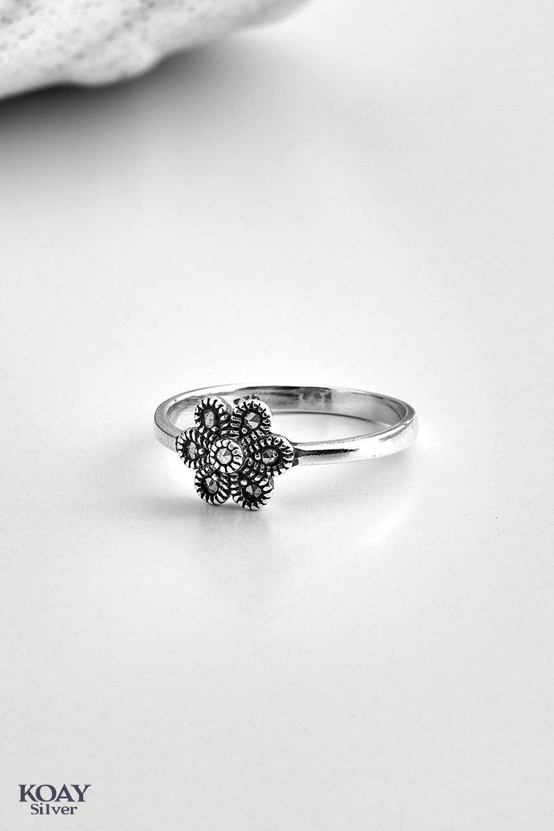Marcasite Flower Ring – KOAY Silver Store
